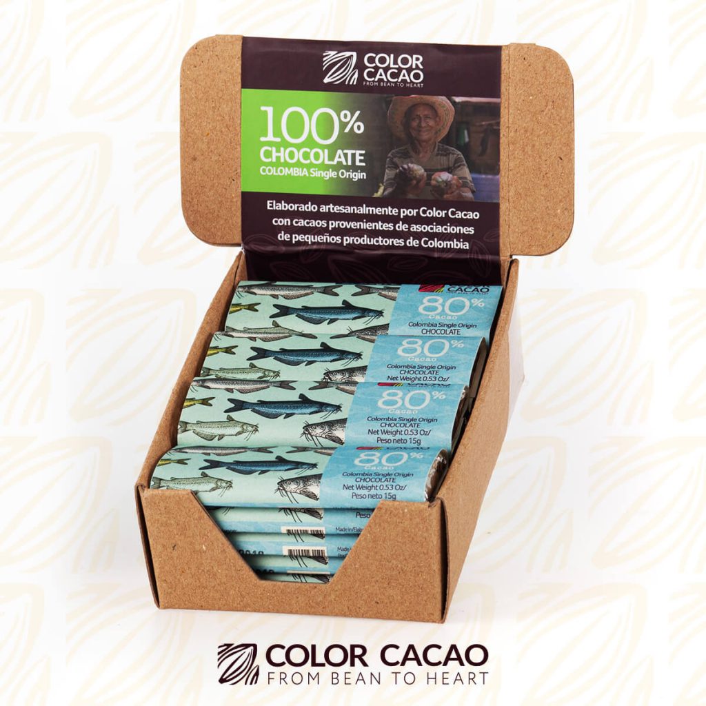 20 Barras de Chocolate de Origen Surtidas - 15g - Color Cacao