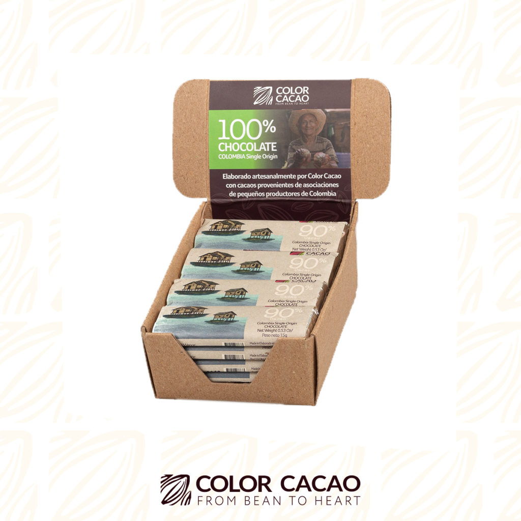 20 Barras de Chocolate de Origen Necoclí 90% - 15g - Color Cacao